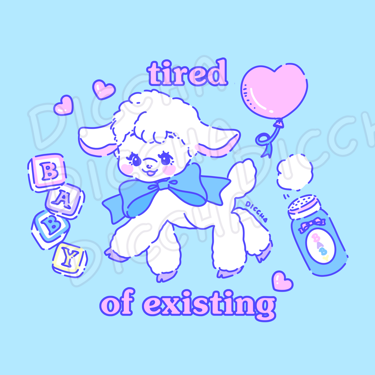 tired lamb art print PREORDER ♡| diccha