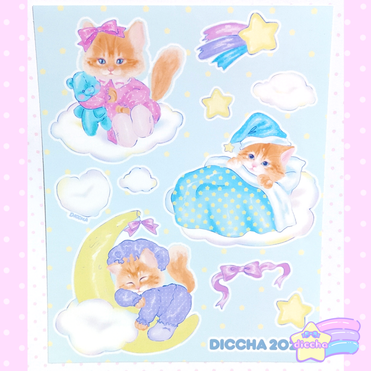 goodnight kitties sticker sheet ♡| diccha